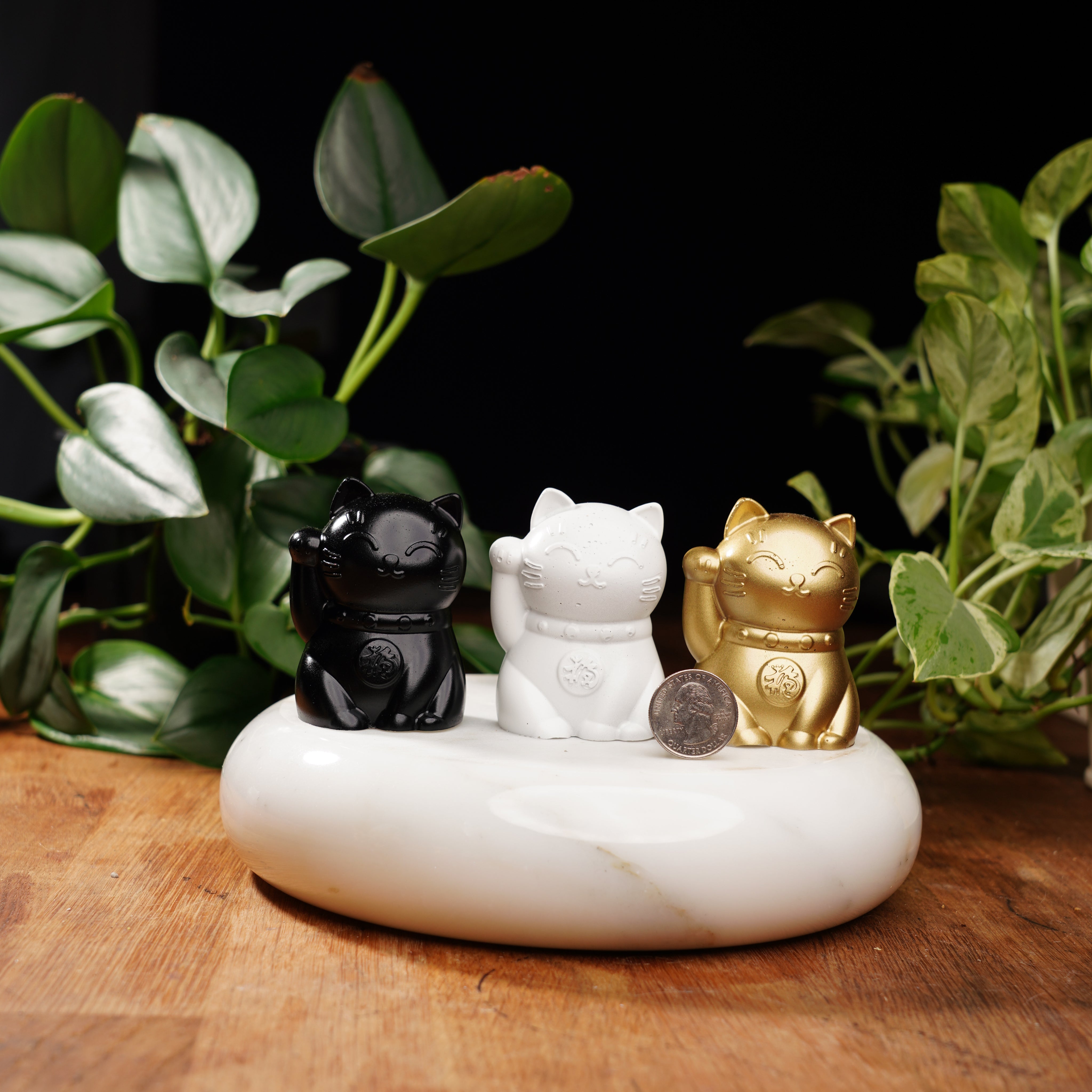 Concrete Maneki Neko Set - Lucky Cat Set For Luck, Wealth, and Prosper ...